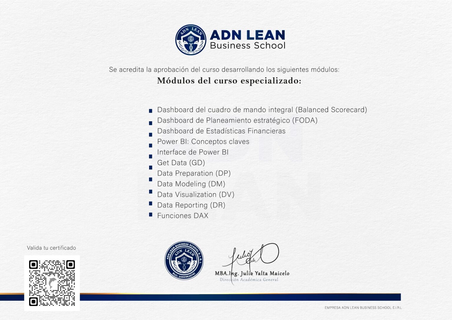 Certificados ADN Lean - ADN Lean